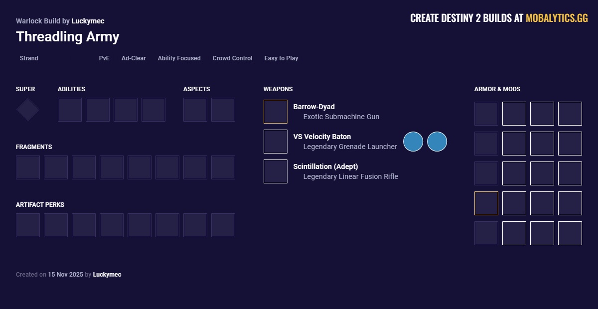 Threadling Army - Destiny 2 Strand Warlock Build by Luckymec
