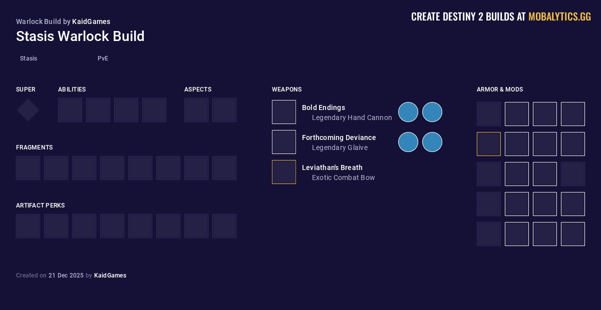 Stasis Warlock Build - Destiny 2 Stasis Warlock Build by KaidGames