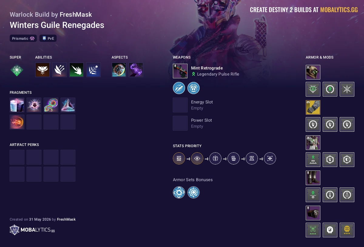 Winters Guile Renegades - Destiny 2 Prismatic Warlock Build by aloyoso