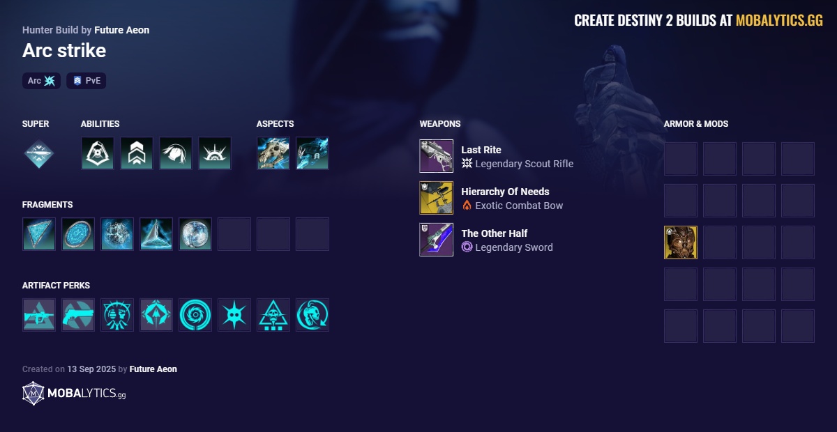 Arc strike - Destiny 2 Arc Hunter Build by Future Aeon