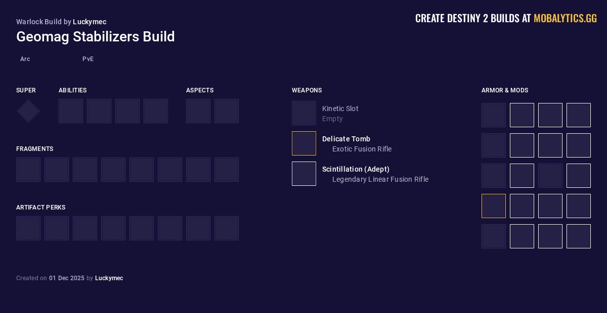 Geomag Stabilizers Build - Destiny 2 Arc Warlock Build by Luckymec
