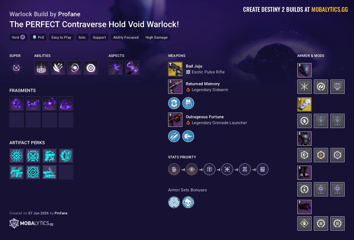 The PERFECT Contraverse Hold Void Warlock! - Destiny 2 Warlock Build ...