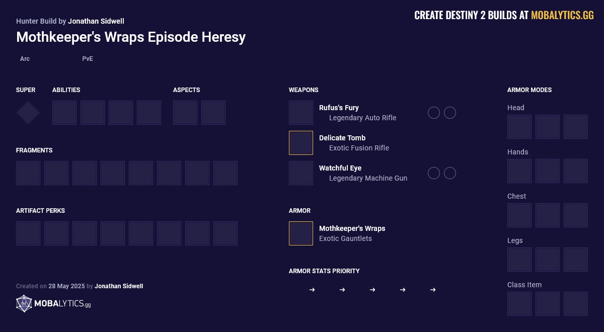 Mothkeeper's Wraps Episode Heresy - Destiny 2 Arc Hunter Build by Jonathan Sidwell