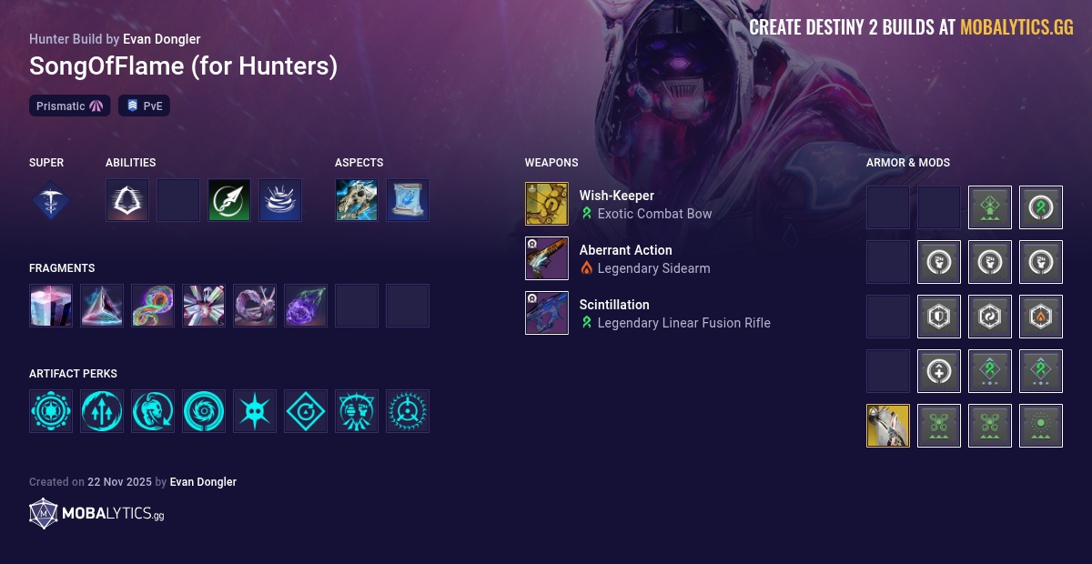 SongOfFlame (for Hunters) - Destiny 2 Prismatic Hunter Build by Evan ...