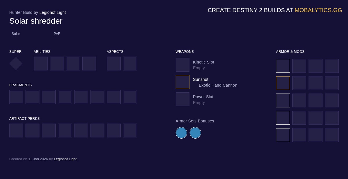 Solar shredder - Destiny 2 Solar Hunter Build by Legionof Light