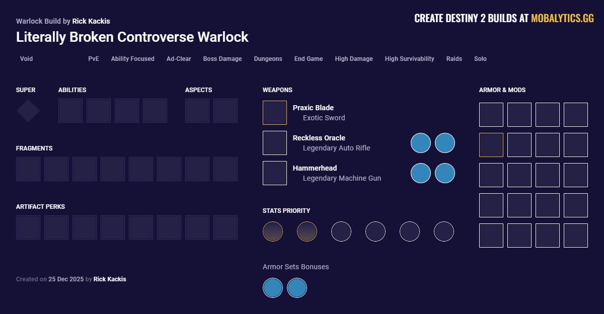 Literally Broken Controverse Warlock - Destiny 2 Warlock Build for PvE ...