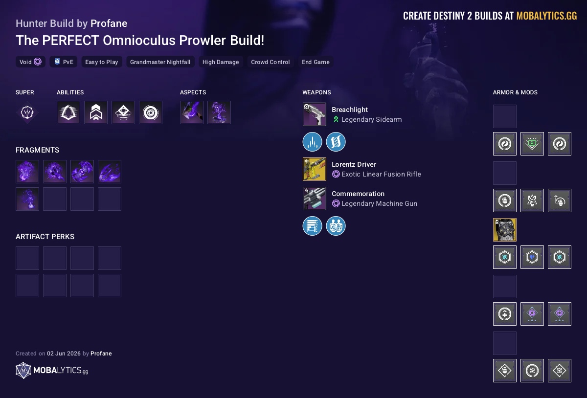 The PERFECT Omnioculus Prowler Build! - Destiny 2 Hunter Build for PvE ...