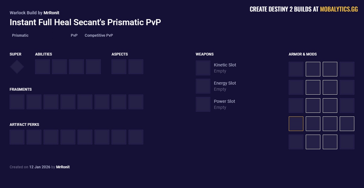 Instant Full Heal Secant's Prismatic PvP - Destiny 2 Warlock Build for ...