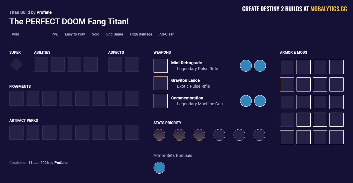 The PERFECT DOOM Fang Titan! - Destiny 2 Titan Build for PvE - Mobalytics