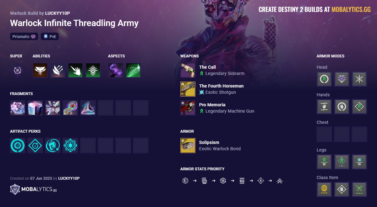 Warlock Infinite Threadling Army - Destiny 2 Prismatic Warlock Build by ...