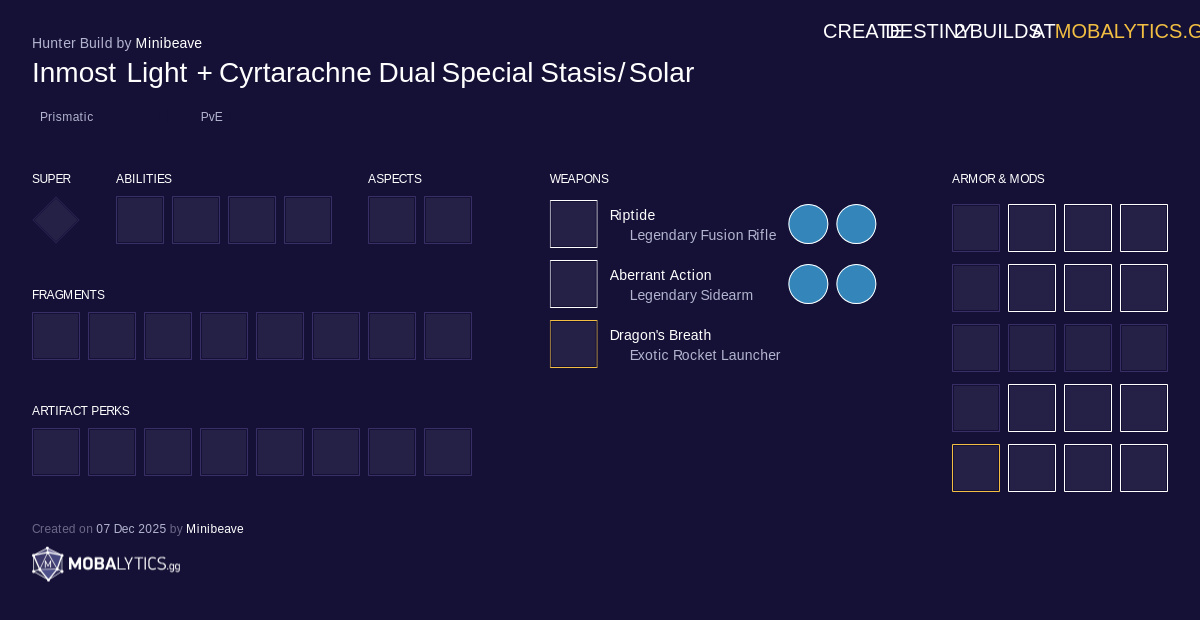 Inmost Light + Cyrtarachne Dual Special Stasis/Solar - Destiny 2 ...