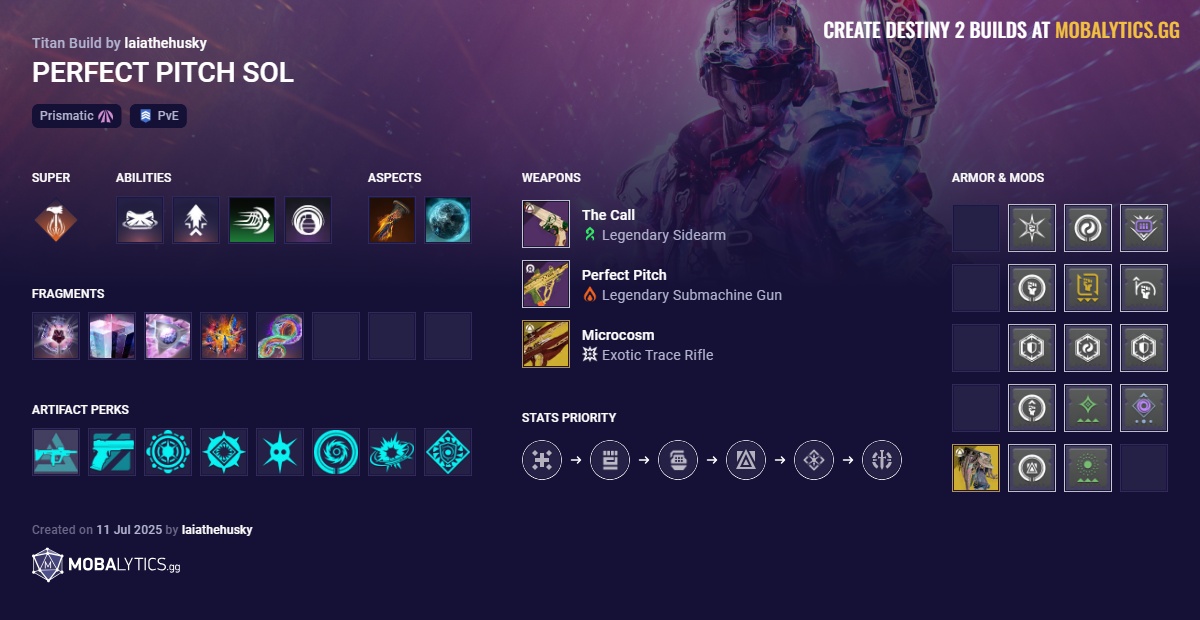 PERFECT PITCH SOL - Destiny 2 Prismatic Titan Build by laiathehusky