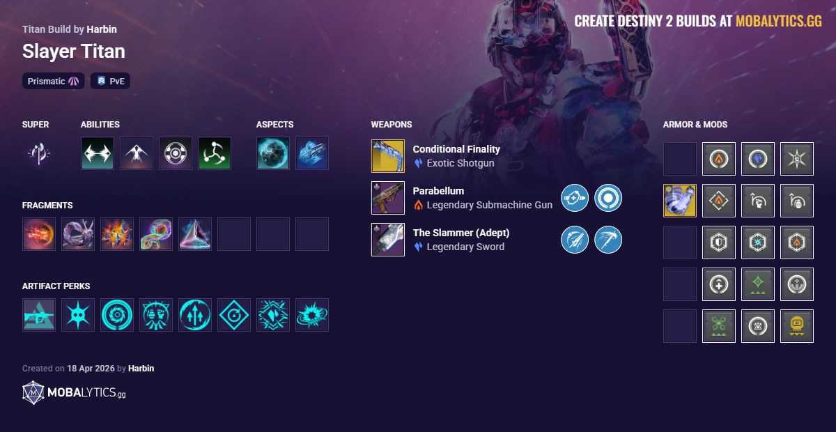 Slayer Titan - Destiny 2 Prismatic Titan Build by Harbin