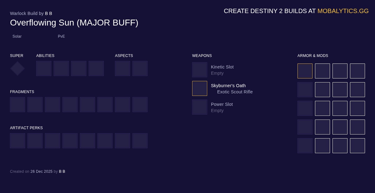 Overflowing Sun (MAJOR BUFF) - Destiny 2 Solar Warlock Build by B B