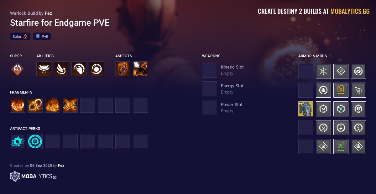 Starfire for Endgame PVE - Destiny 2 Solar Warlock Build by Fez
