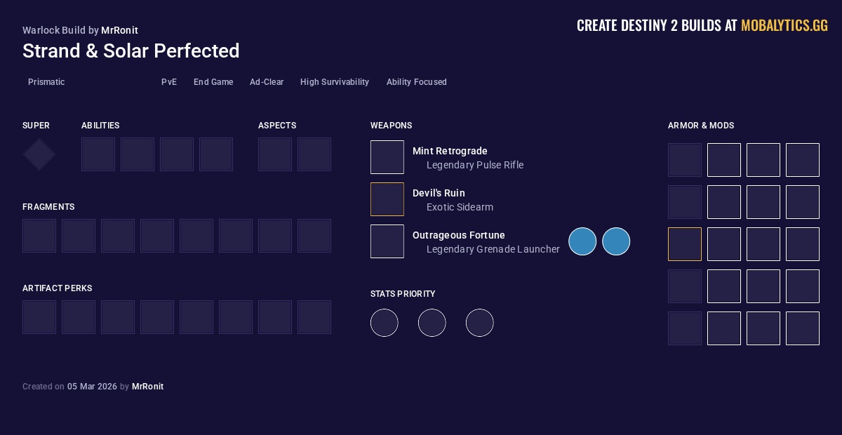 Strand & Solar Perfected - Destiny 2 Warlock Build for PvE - Mobalytics