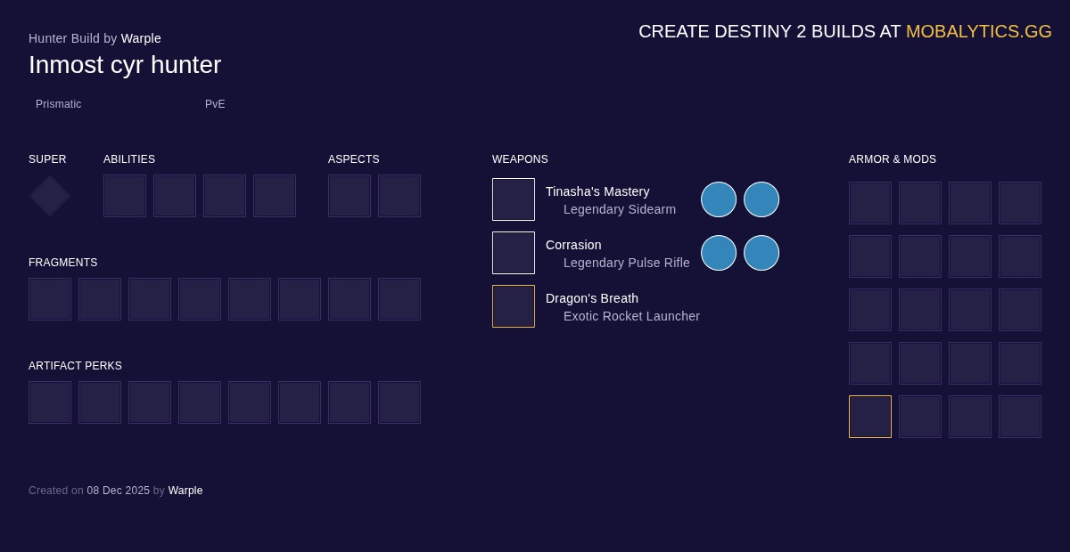 Inmost cyr hunter - Destiny 2 Prismatic Hunter Build by Warple