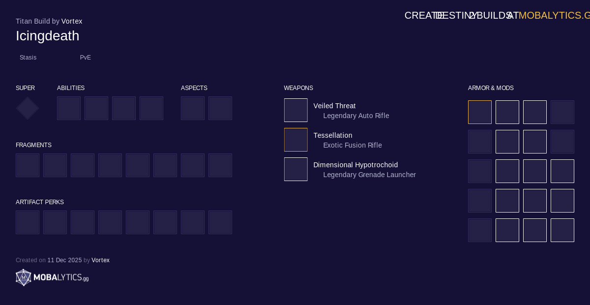 Icingdeath - Destiny 2 Stasis Titan Build by Vortex