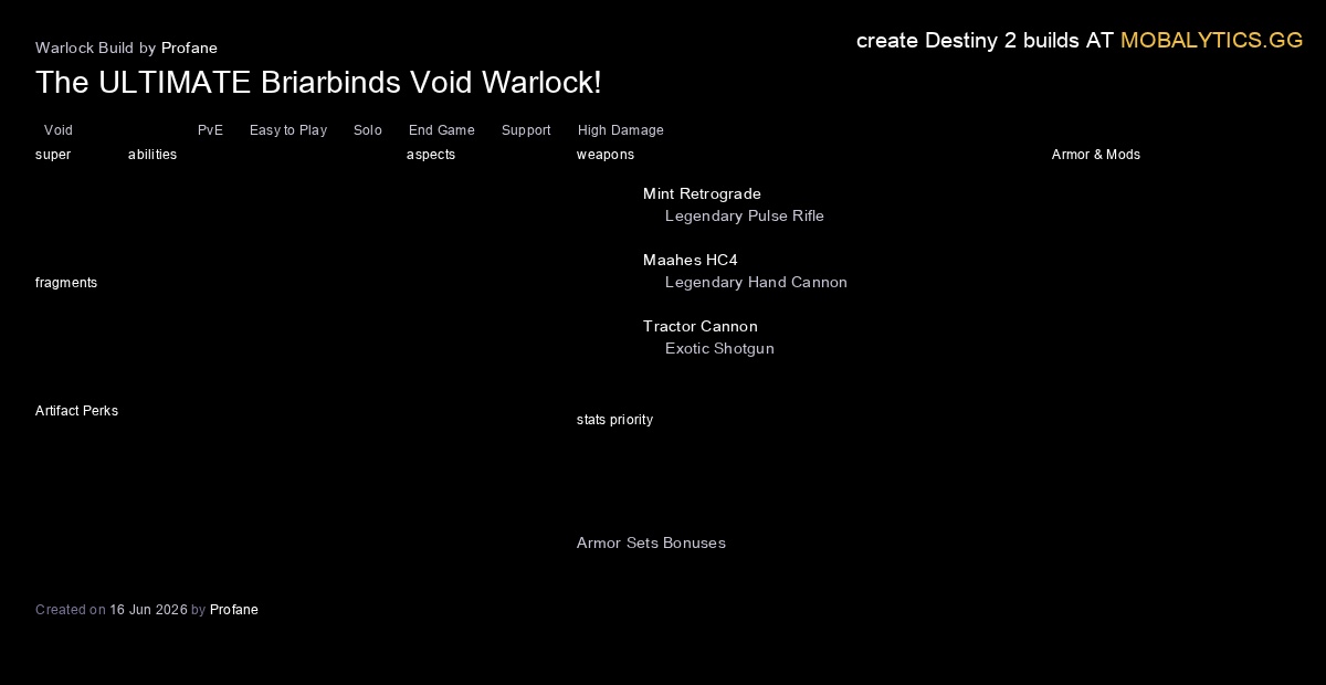 The ULTIMATE Briarbinds Void Warlock! - Destiny 2 Warlock Build for PvE ...