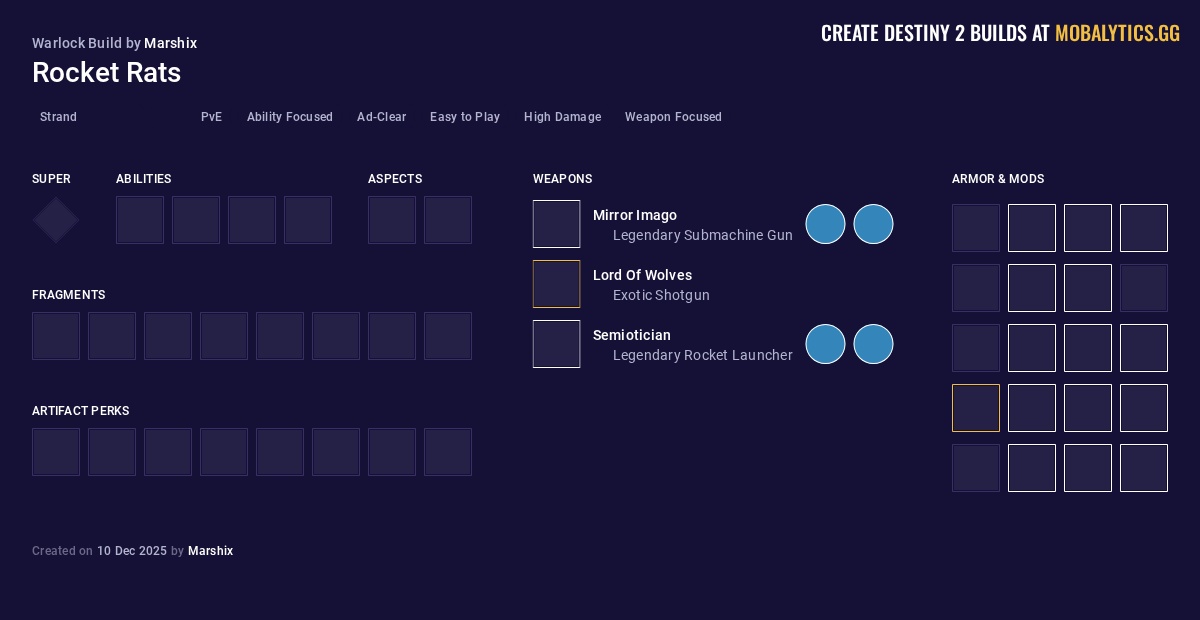 Rocket Rats - Destiny 2 Warlock Build for PvE - Mobalytics