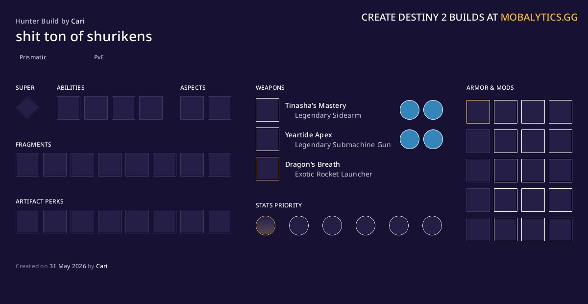 shit ton of shurikens - Destiny 2 Prismatic Hunter Build by Cari