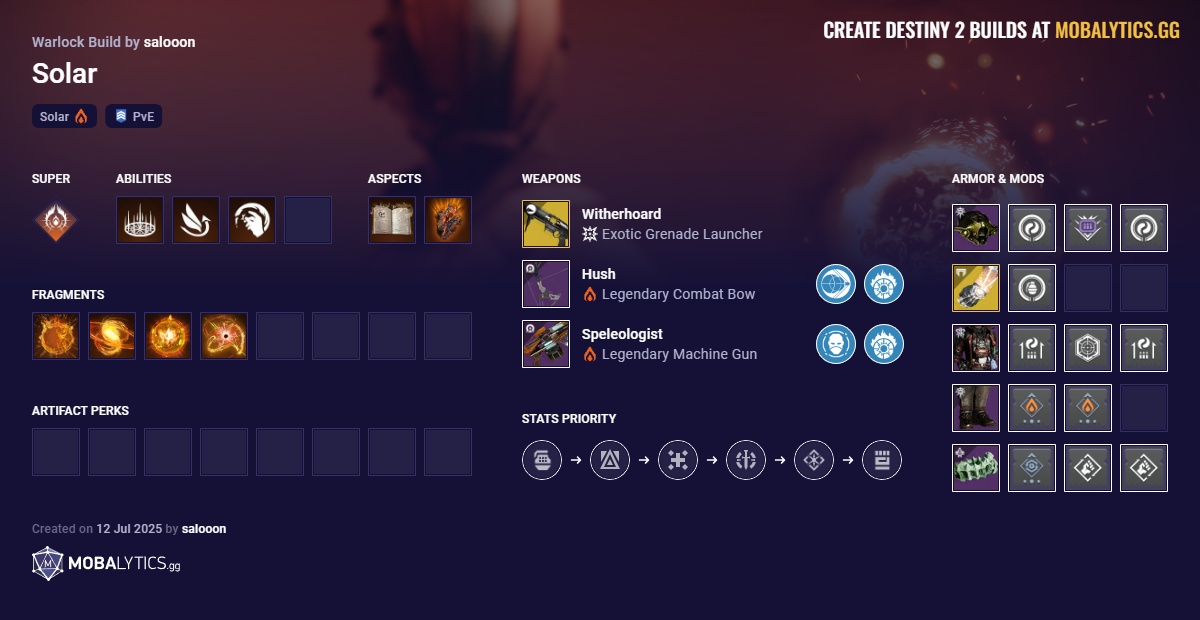 Solar - Destiny 2 Solar Warlock Build by salooon