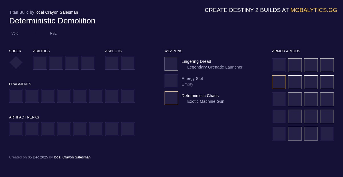 Deterministic Demolition - Destiny 2 Void Titan Build by local Crayon Salesman