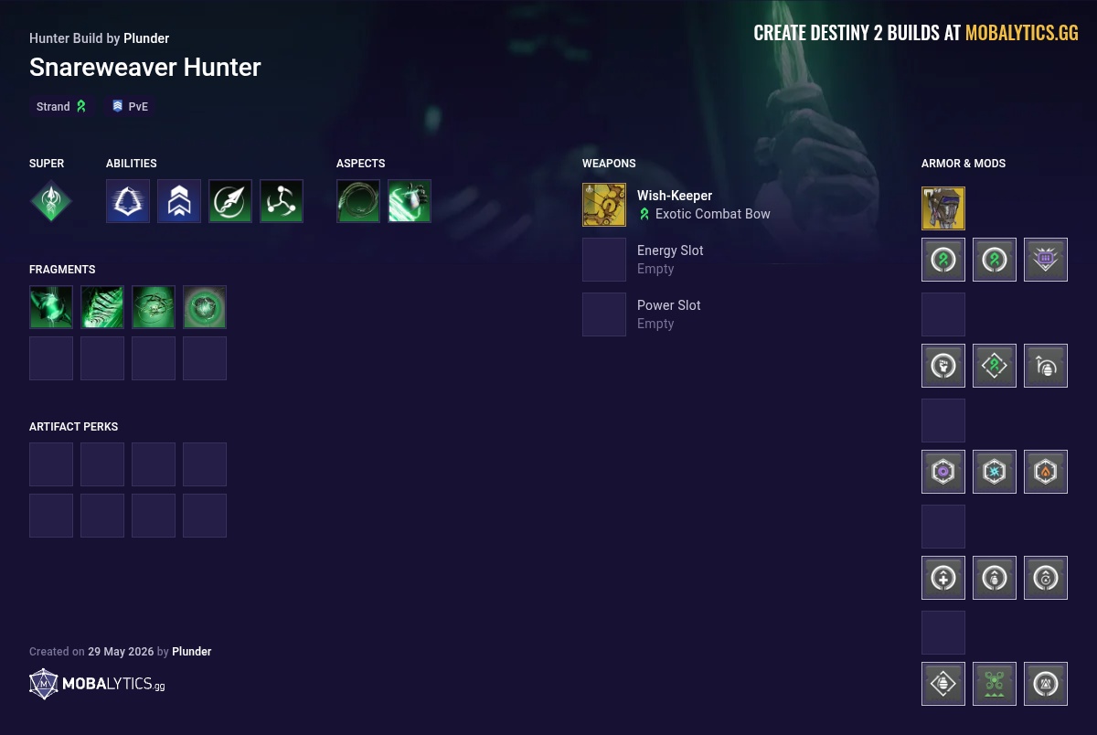 Snareweaver Hunter - Destiny 2 Hunter Build for PvE - Mobalytics