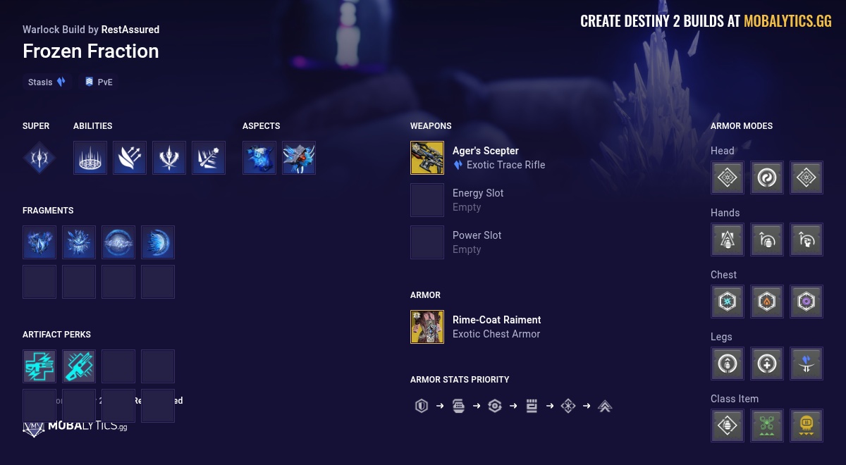 Frozen Fraction - Destiny 2 Stasis Warlock Build by RestAssured