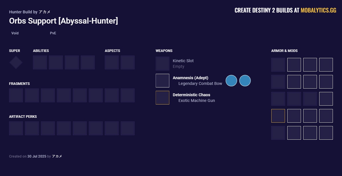 Orbs Support [Abyssal-Hunter] - Destiny 2 Void Hunter Build by アカメ