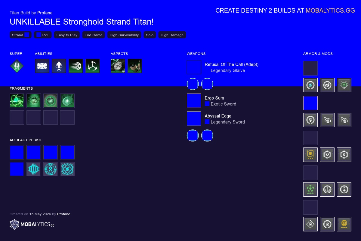UNKILLABLE Stronghold Strand Titan! - Destiny 2 Titan Build for PvE ...