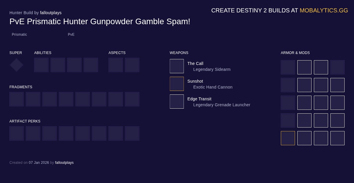 PvE Prismatic Hunter Gunpowder Gamble Spam! - Destiny 2 Prismatic ...