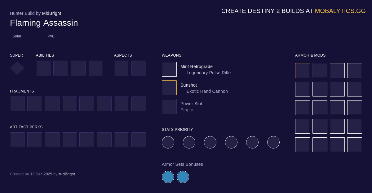 Flaming Assassin - Destiny 2 Solar Hunter Build by MidBright