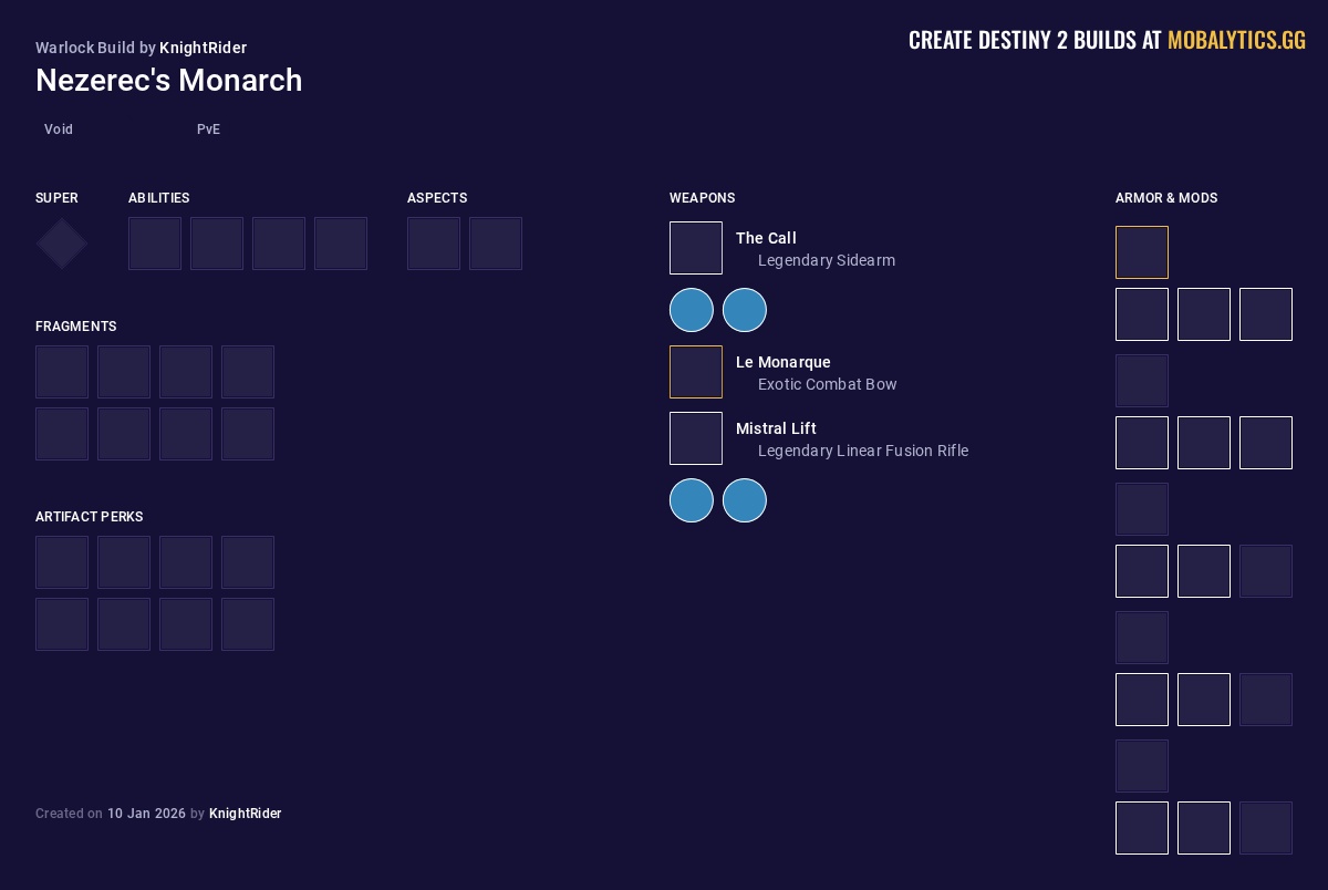 Nezerec's Monarch - Destiny 2 Void Warlock Build by KnightRider