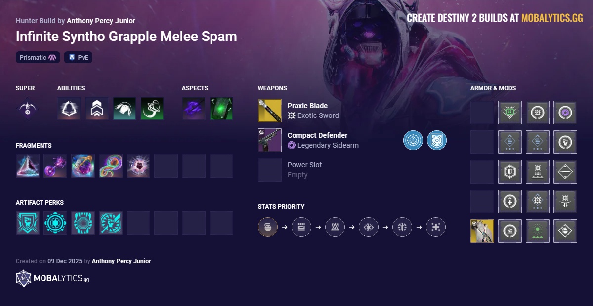 Infinite Syntho Grapple Melee Spam - Destiny 2 Prismatic Hunter Build ...