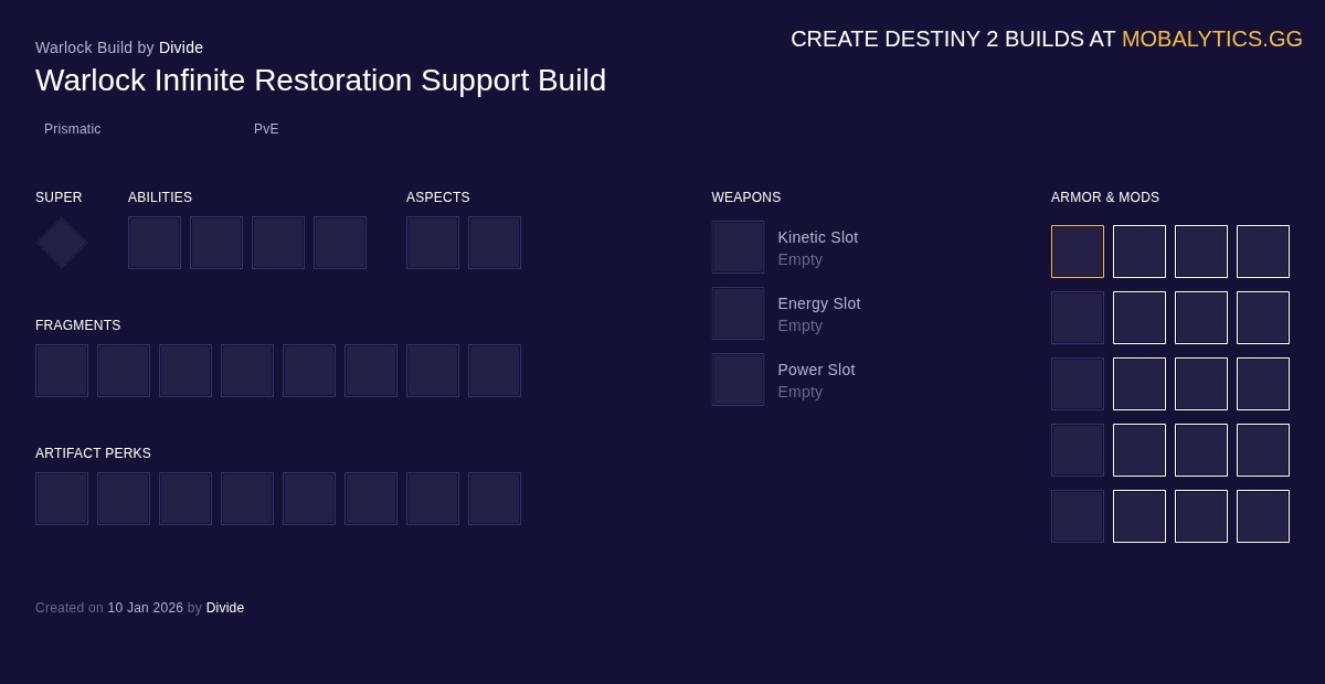 Warlock Infinite Restoration Support Build - Destiny 2 Prismatic ...