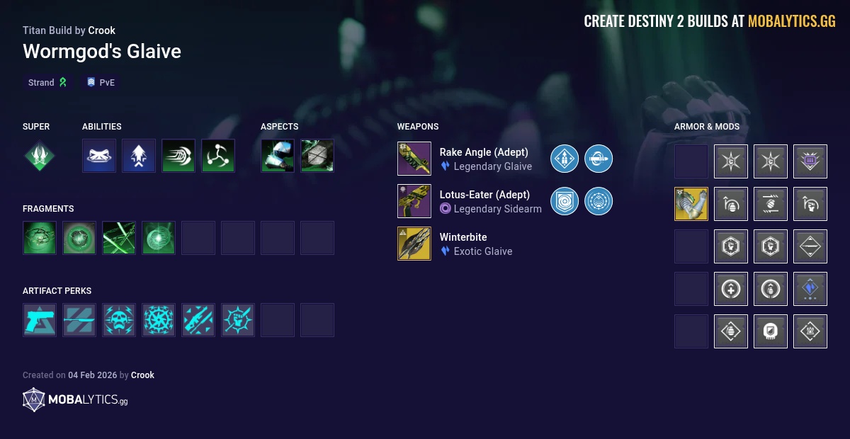 Wormgod's Glaive - Destiny 2 Strand Titan Build by Crook