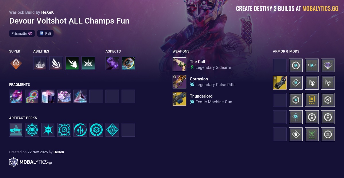 Devour Voltshot ALL Champs Fun - Destiny 2 Prismatic Warlock Build by HeXeK