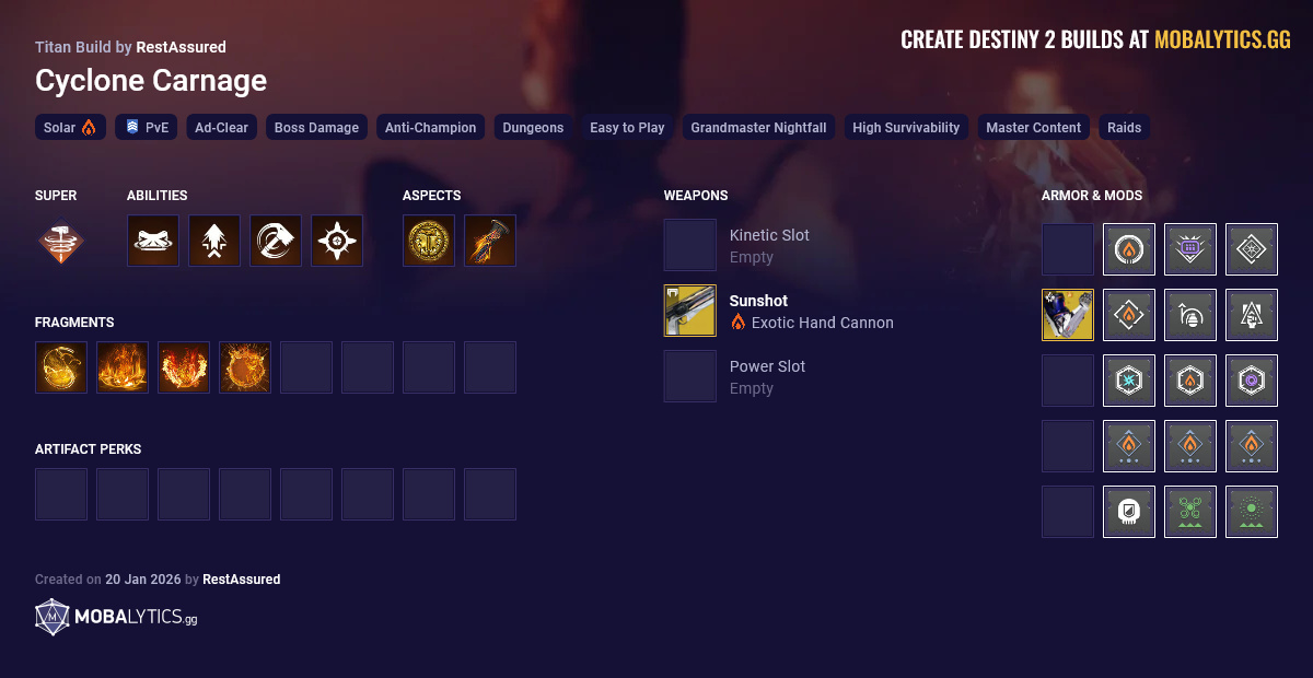 Cyclone Carnage - Destiny 2 Titan Build for PvE - Mobalytics