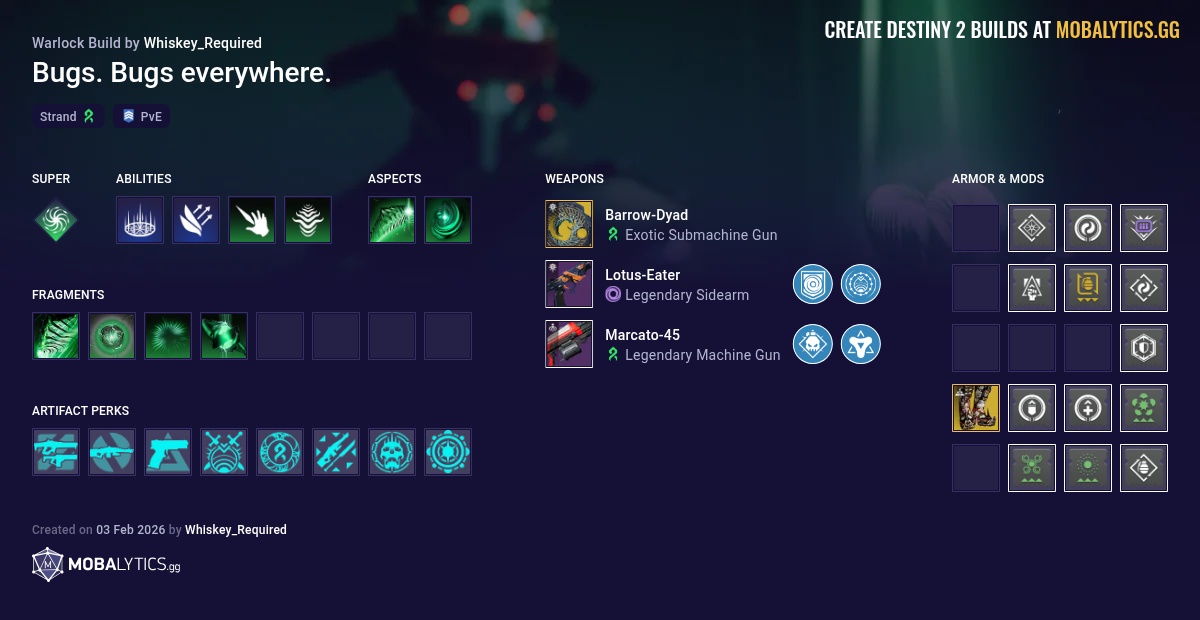Bugs. Bugs everywhere. - Destiny 2 Strand Warlock Build by Whiskey_Required