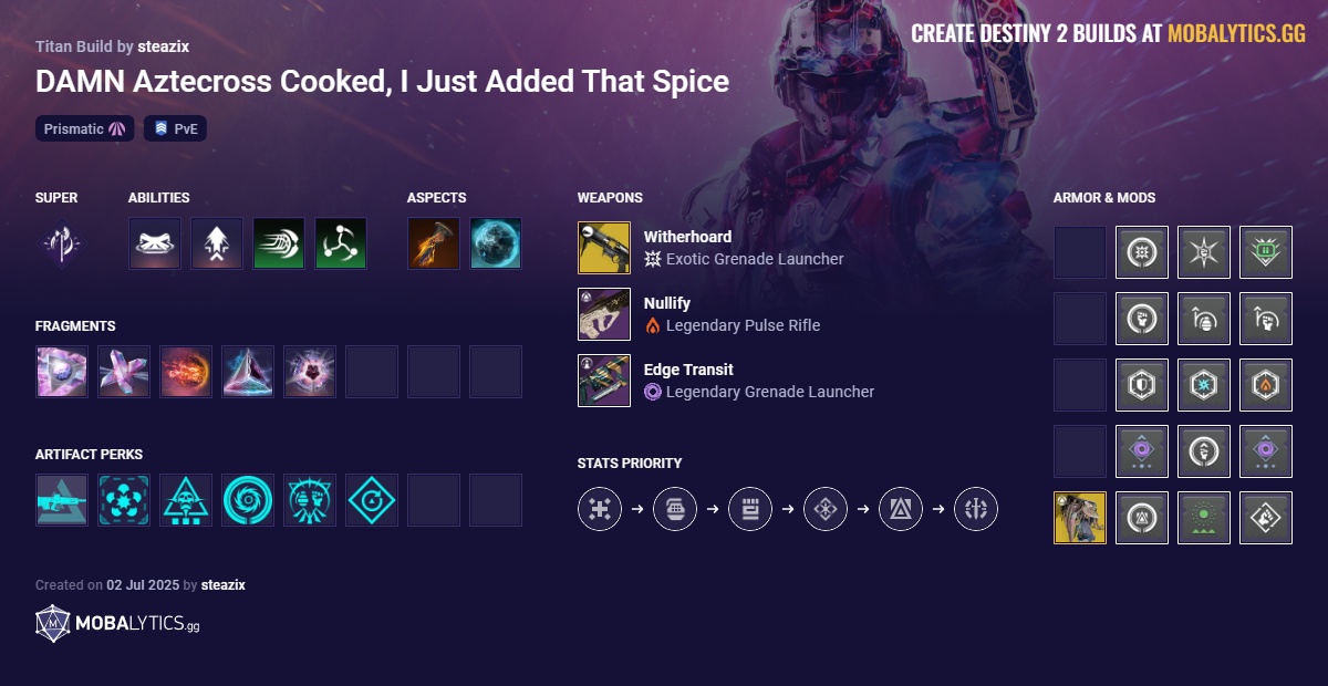DAMN Aztecross Cooked, I Just Added That Spice - Destiny 2 Prismatic ...