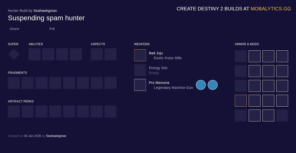 Suspending spam hunter - Destiny 2 Strand Hunter Build by Seahawkgman