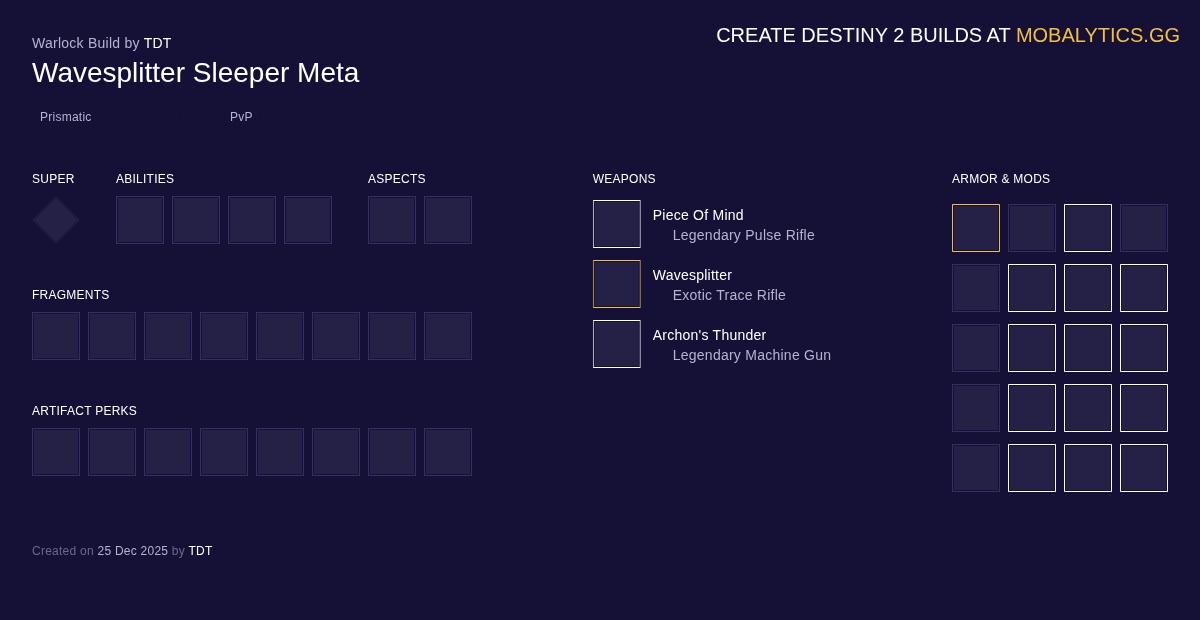 Wavesplitter Sleeper Meta - Destiny 2 Prismatic Warlock Build by TDT