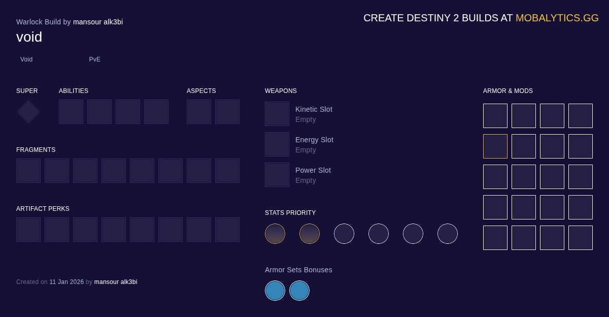void - Destiny 2 Void Warlock Build by mansour alk3bi