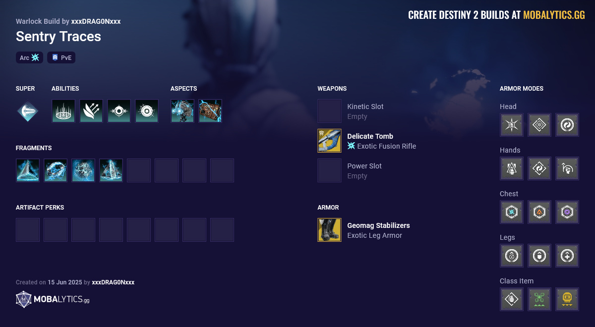 Sentry Traces - Destiny 2 Arc Warlock Build by xxxDRAG0Nxxx