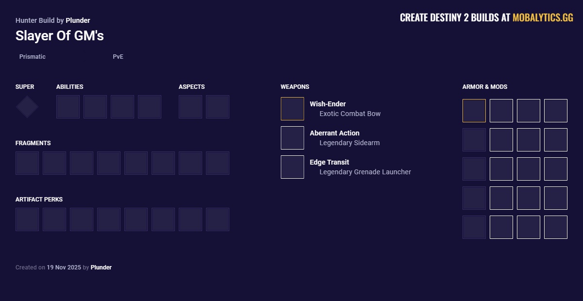 Slayer Of GM's - Destiny 2 Prismatic Hunter Build by Plunder