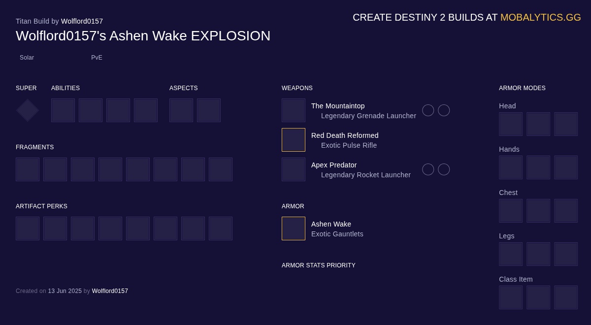 Wolflord0157's Ashen Wake EXPLOSION - Destiny 2 Solar Titan Build by ...