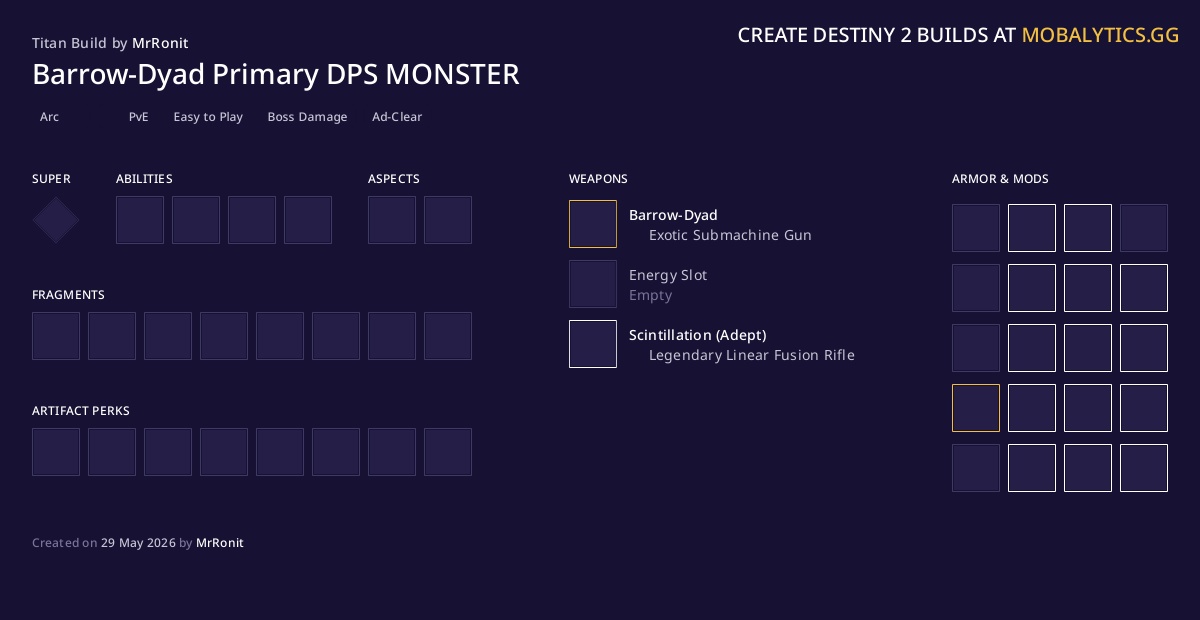 Barrow-Dyad Primary DPS MONSTER - Destiny 2 Titan Build for PvE ...