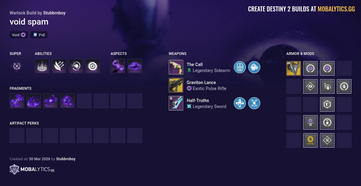 void spam - Destiny 2 Void Warlock Build by Stubbrnboy