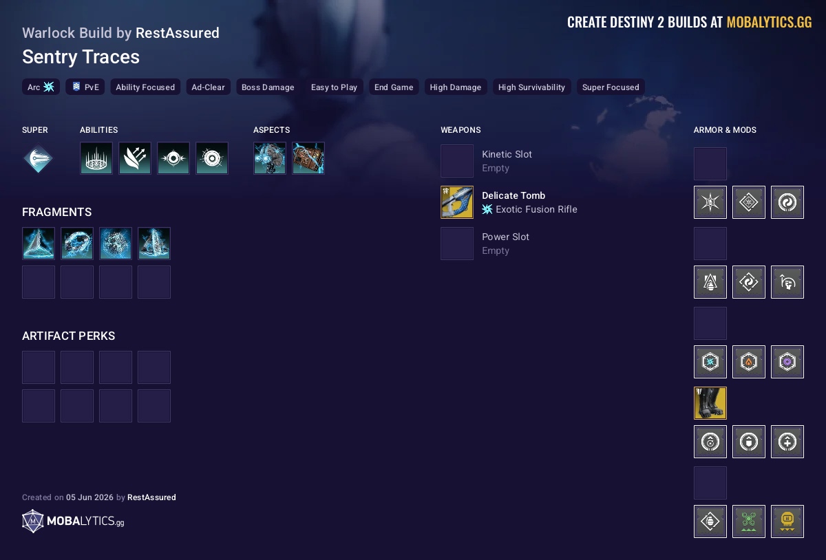 Sentry Traces - Destiny 2 Warlock Build for PvE - Mobalytics